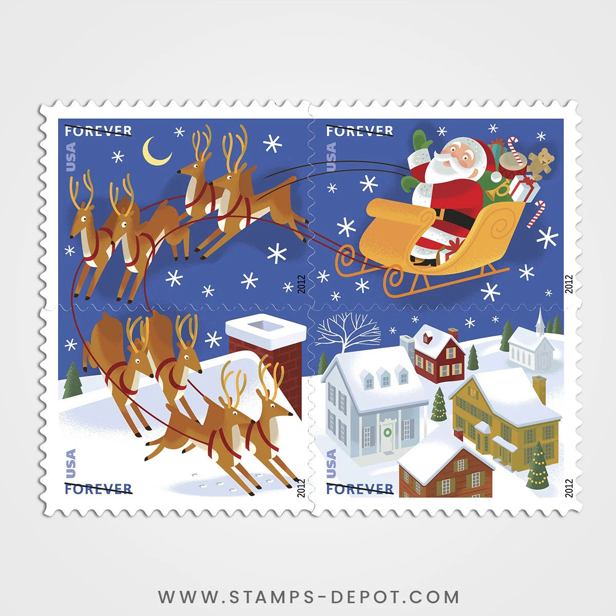 Santa and Sleigh Stamps – Stamps-Depot.com